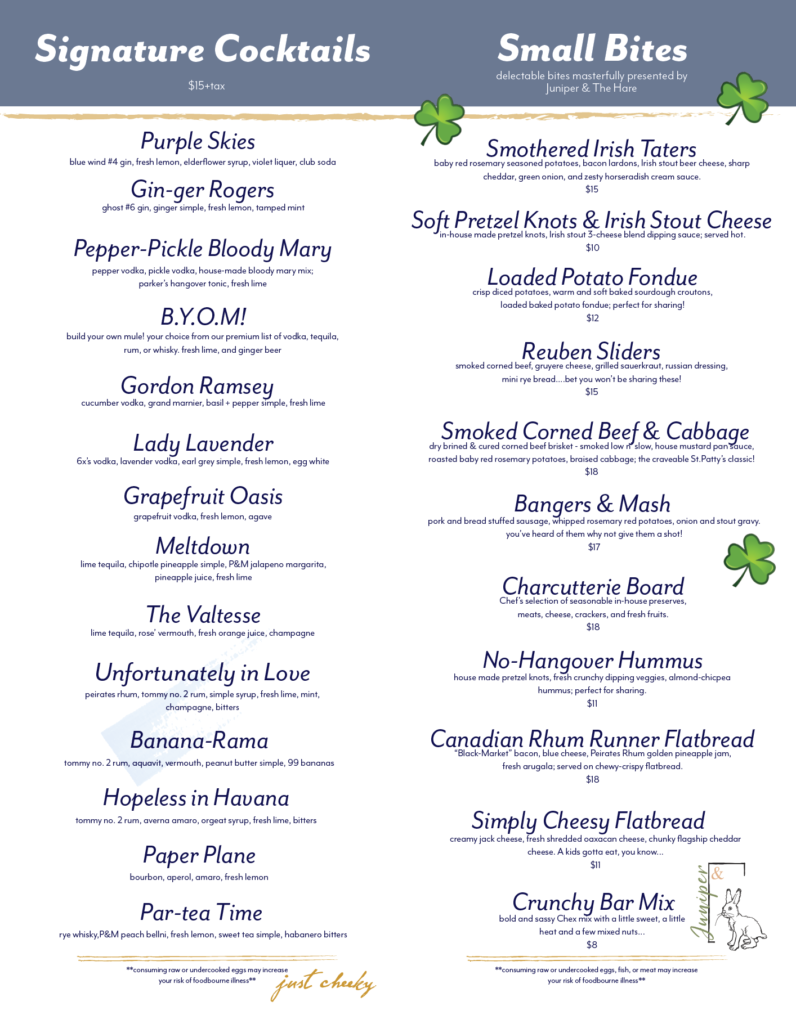 Holiday Weekend Menu